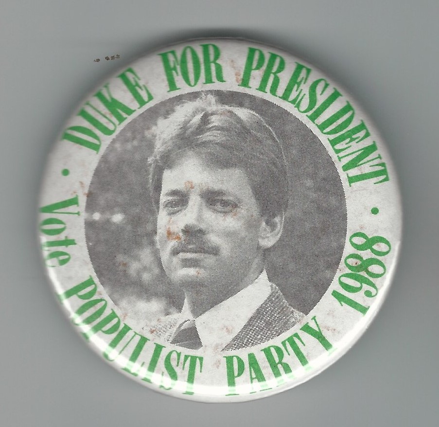 EUA – ELEIÇÕES PRESIDENCIAIS DE 1988 – POPULIST PARTY – DAVID DUKE ...