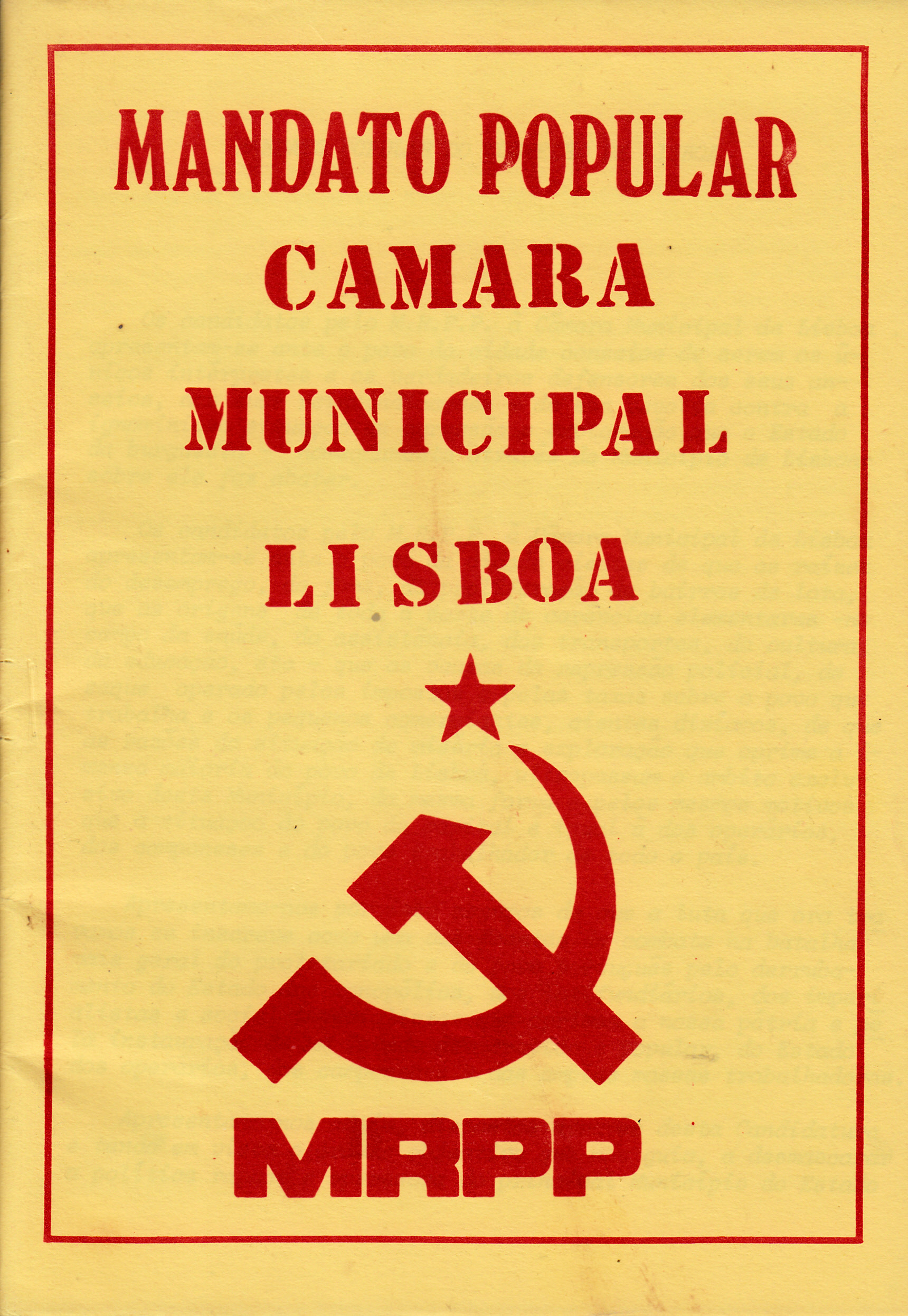 ELEIÇÕES AUTÁRQUICAS DE 1976 – LISBOA – MRPP – EPHEMERA – Biblioteca e ...