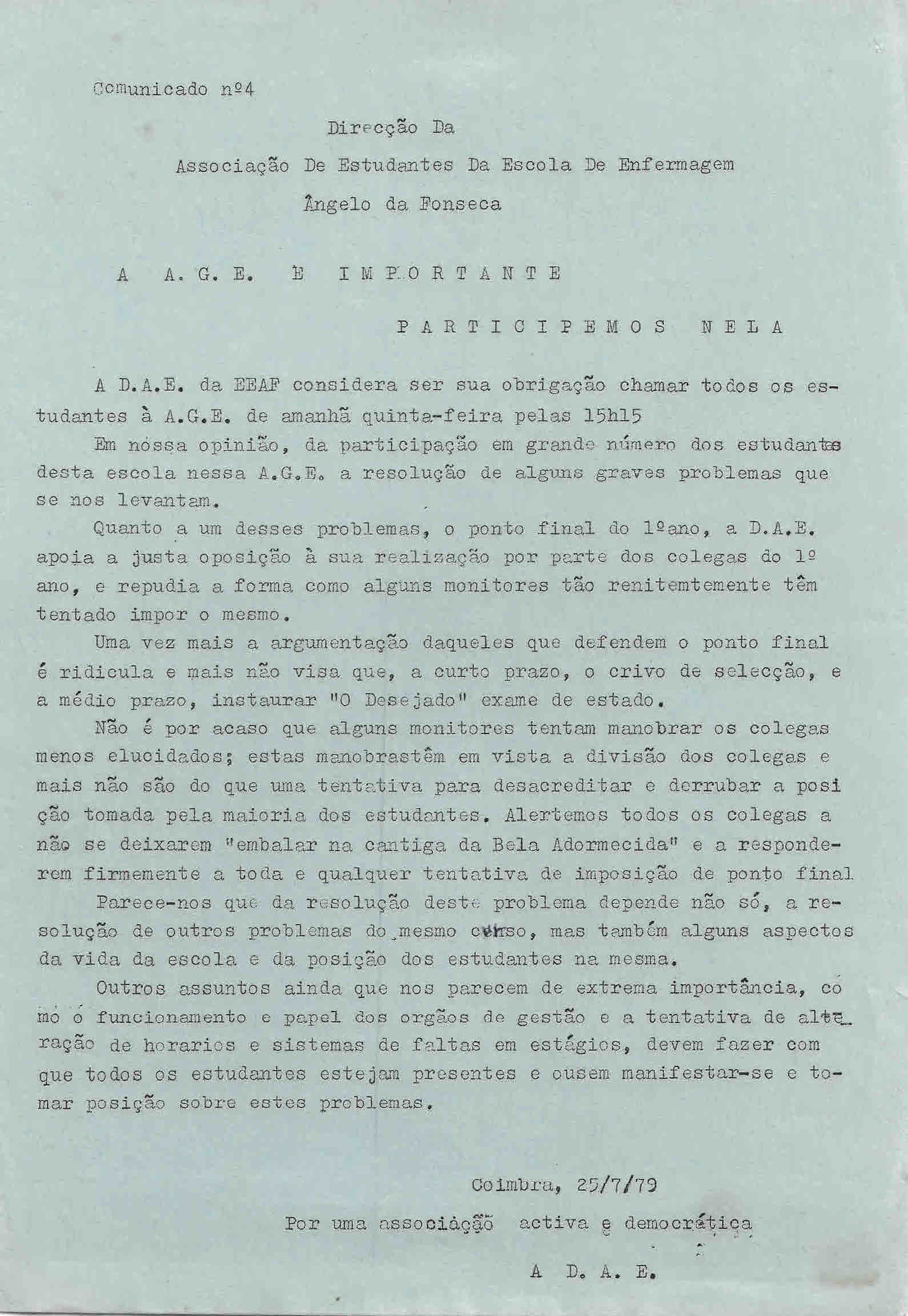 ASSOCIAÇÃO DE ESTUDANTES DA ESCOLA DE ENFERMAGEM ÂNGELO DA FONSECA ...