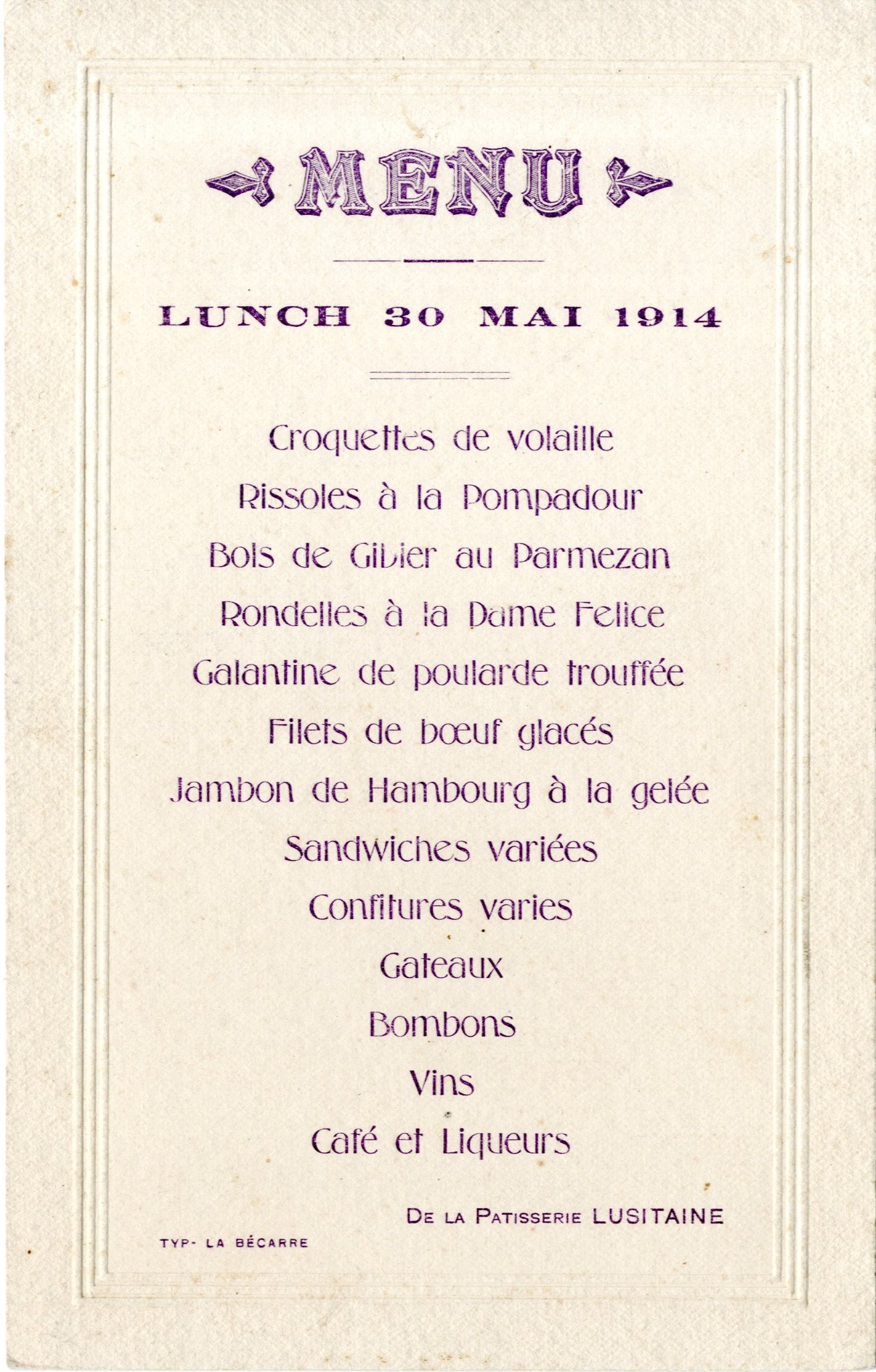 ementa de la patisserie lusitaine 1 – EPHEMERA – Biblioteca e arquivo ...